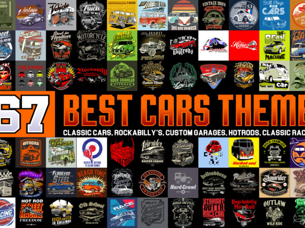 67 BEST CARS THEME - Vector T-shirt Designs
