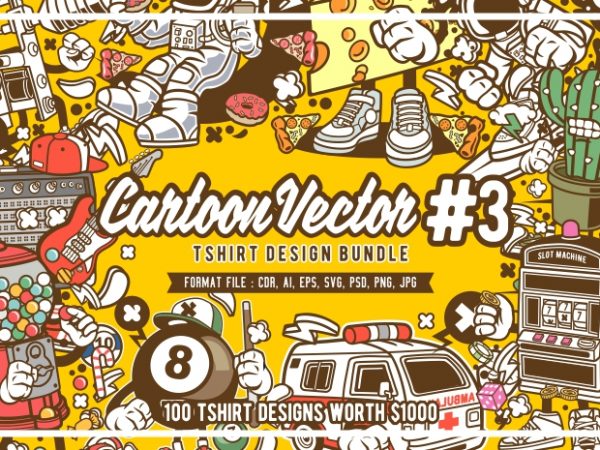 100 cartoon vector tshirt designs bundle #3 - Vector T-shirt Designs