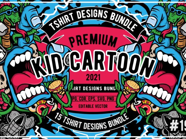 15 Kid Cartoon Tshirt Designs Bundle #19 - Vector T-shirt Designs