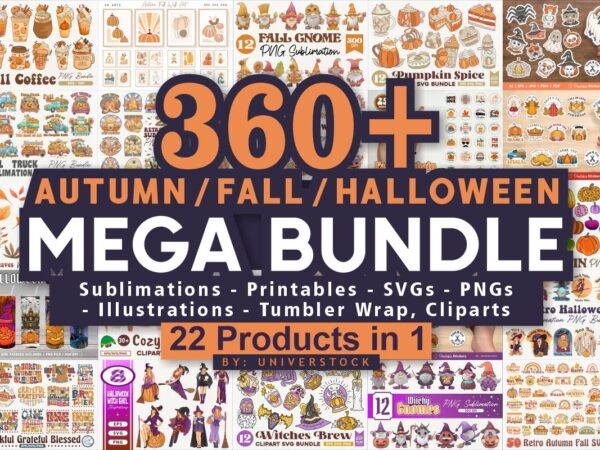 Fall Mega Bundle, Halloween Mega Bundle, Retro Fall T shirt Designs ...