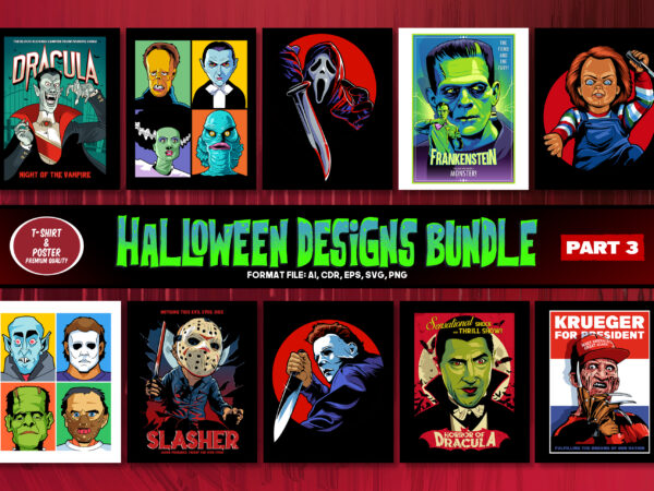 HALLOWEEN DESIGNS BUNDLE part 3 - Vector T-shirt Designs
