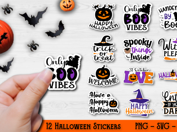 Halloween Sticker Bundle | 12 Stickers - Vector T-shirt Designs
